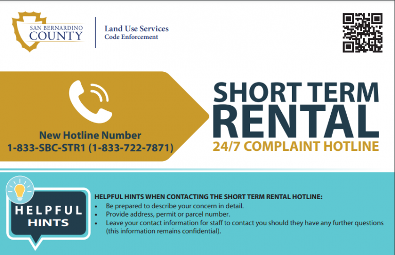 Short Term Rental 24/7 Complaint Hotline – New Number – Short-Term Rentals